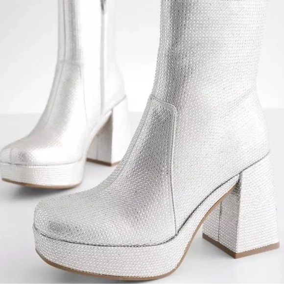 MIA | Shoes | Mia Silver Sparkle Rhinestone Boots Perfect Condition ...